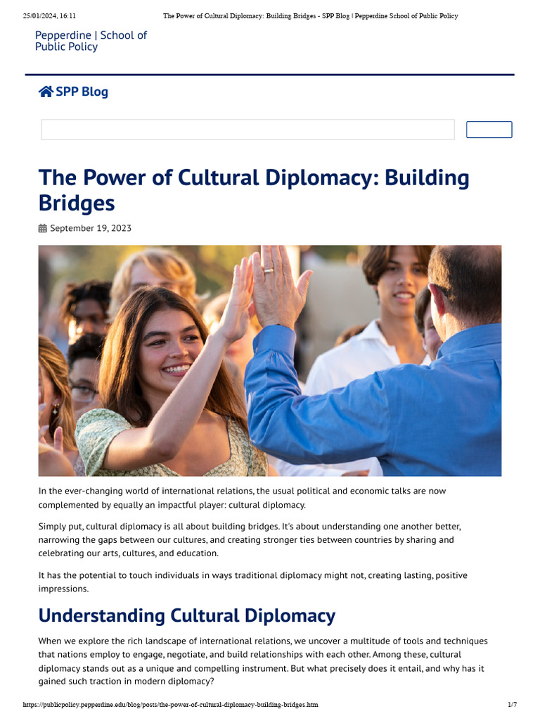 The Power of Cultural Diplomacy - Building Bridges - SPP Blog ...