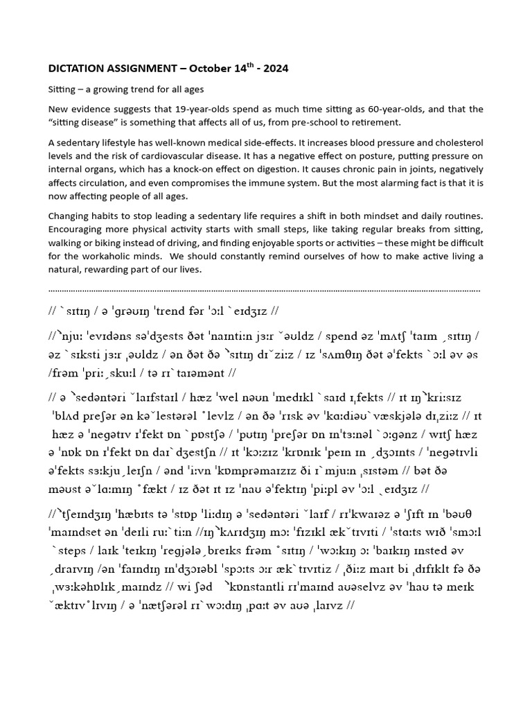 Dictation Assignment - October 14th | PDF