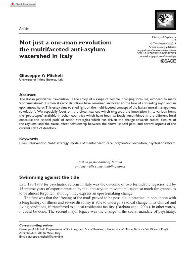 Italian Anti-Asylum Movement Overview | PDF | Psychiatric Hospital ...