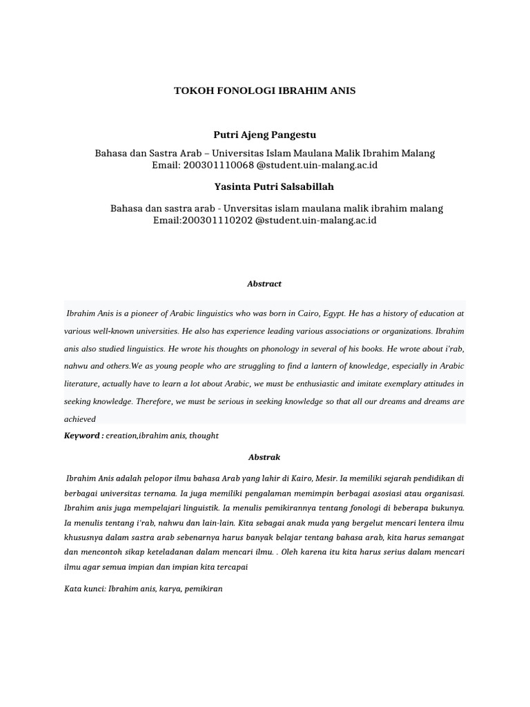 Tokoh Fonologi Ibrahim Anis | PDF