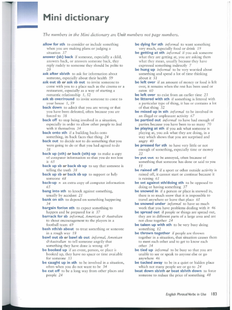 Phrasal Verbs Mini Dict | PDF