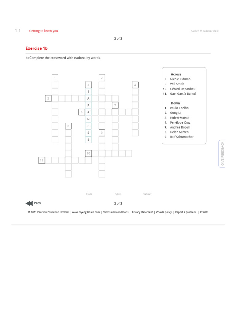 Countries & Nationalities - Ex. 1 B (Unit 1 - Vocabulary) | PDF