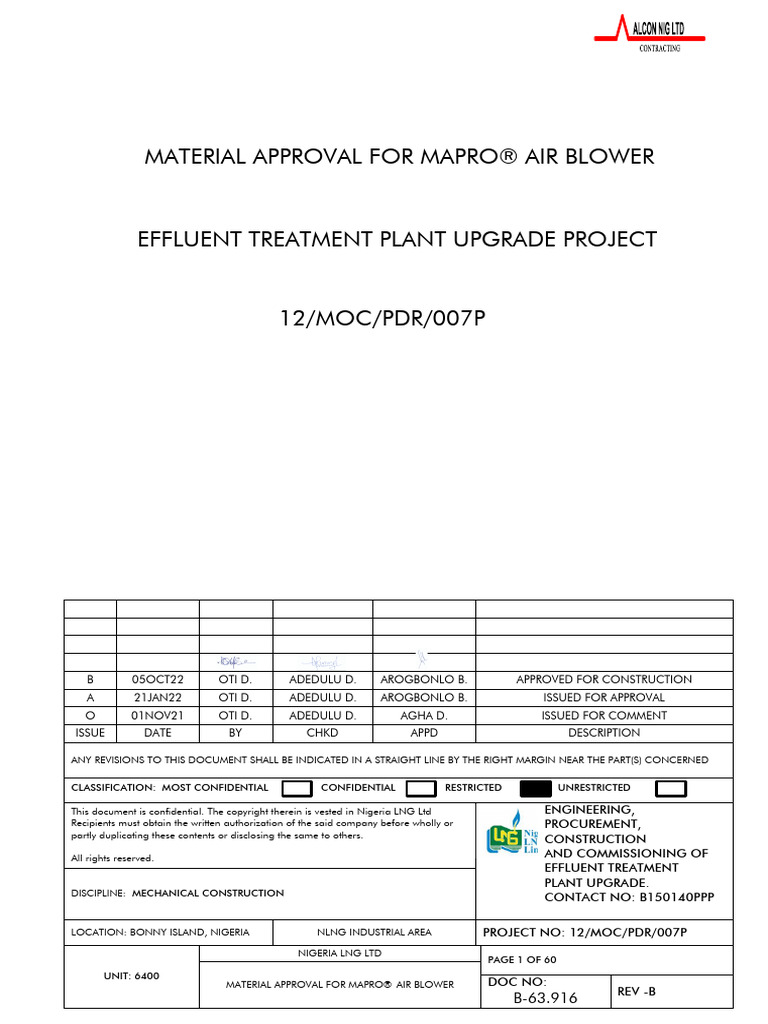 B-63.916_B_3_MATERIAL_APPROVAL_FOR_MAPRO®_AIR_BLOWER | PDF | Flow Measurement | Electric Motor