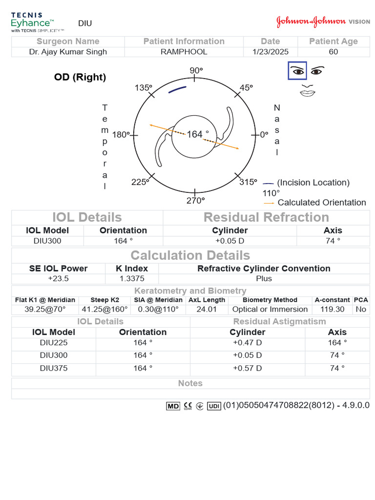 Toric IOL Calculation Summary | PDF | Light | Ophthalmology