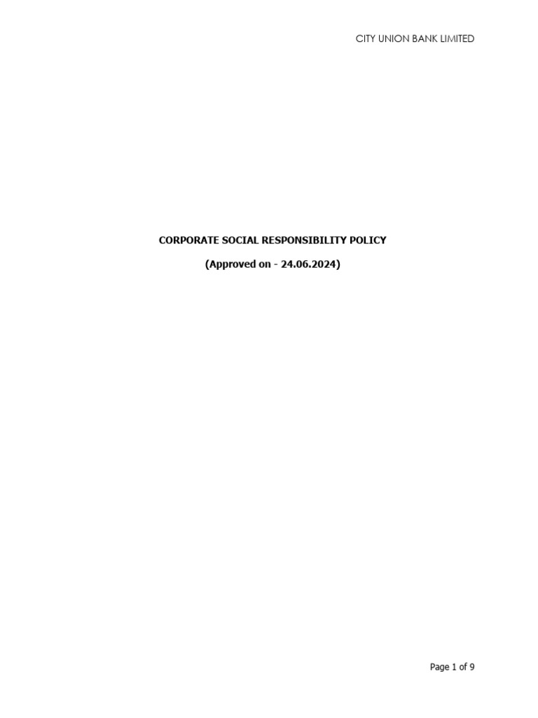 CSR Policy | PDF | Corporate Social Responsibility