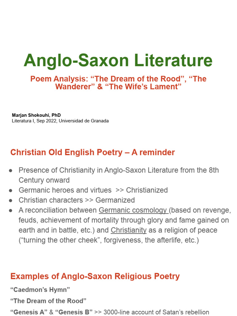 Poem Analysis -- Three Anglo-Saxon Poems | PDF