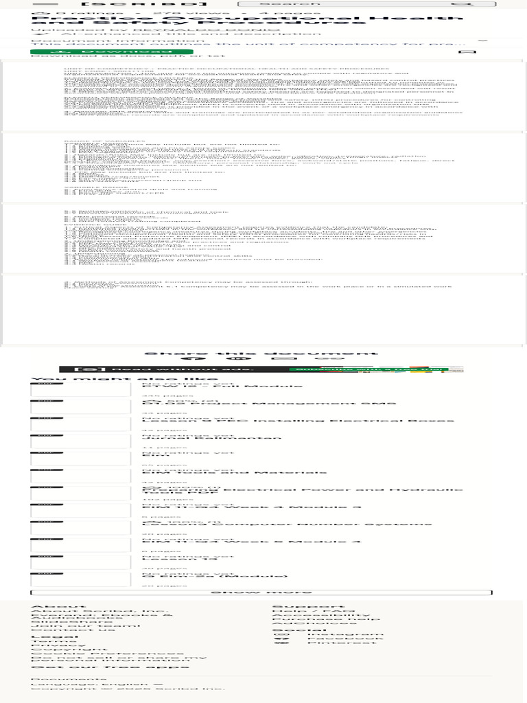 Practice Occupational Health and Safety Procedures PDF Occupational ...