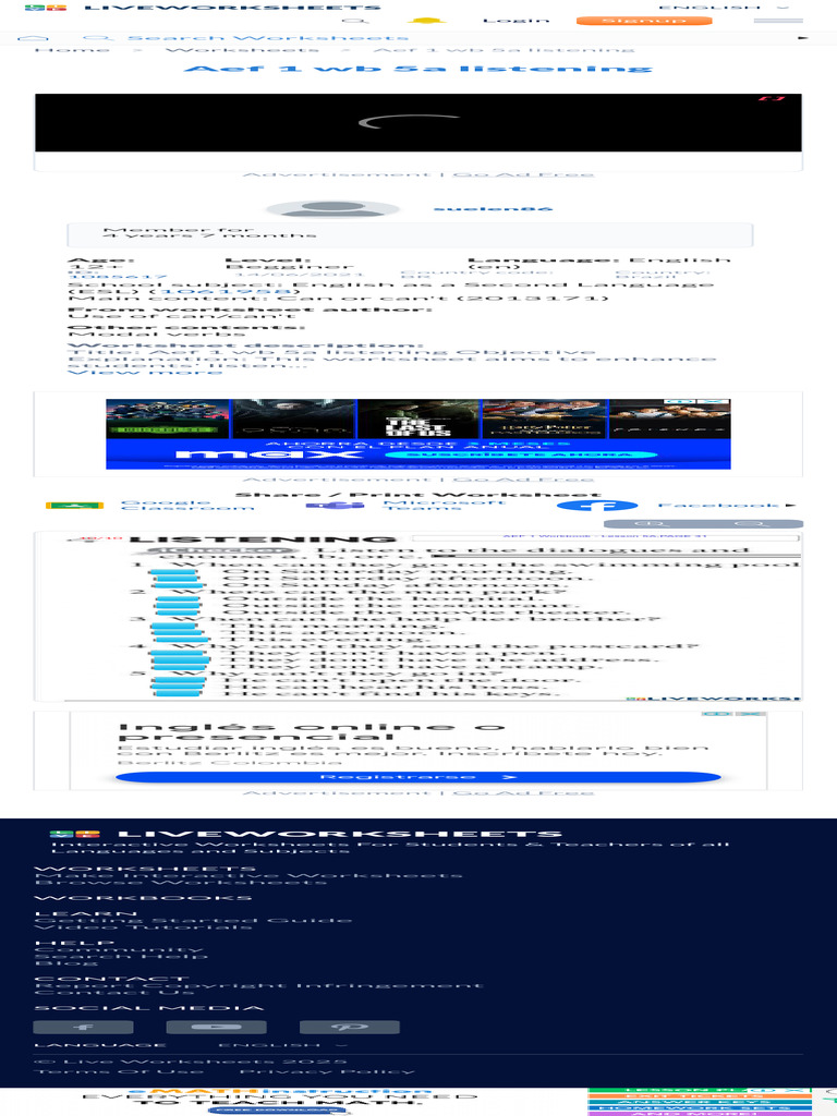 Aef 1 WB 5a Listening Suelen86 | PDF