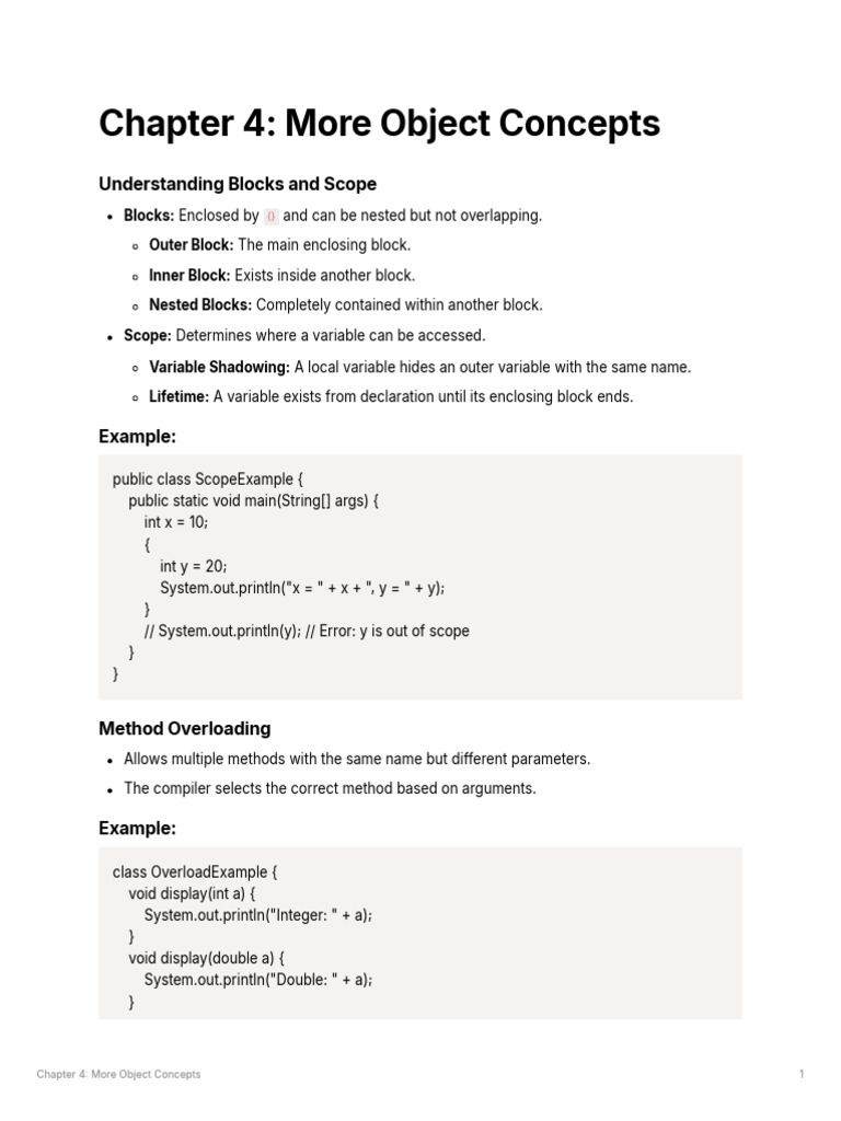 Chap4&5 | PDF | Scope (Computer Science) | Constructor (Object Oriented Programming)