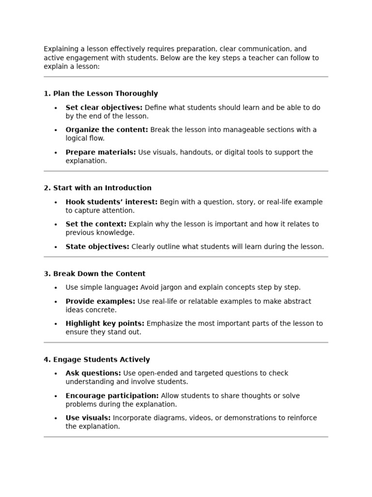 Effective Lesson Explanation Strategies | PDF | Cognition | Behavior ...