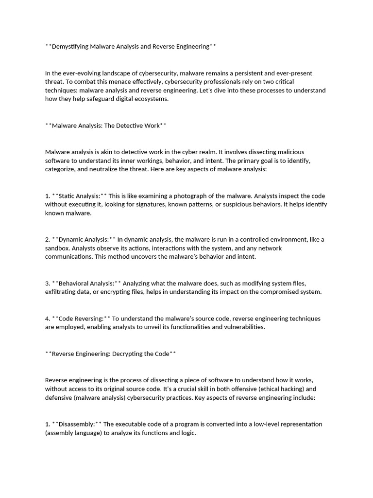 Malware Analysis & Reverse Engineering Guide | PDF | Malware | Security