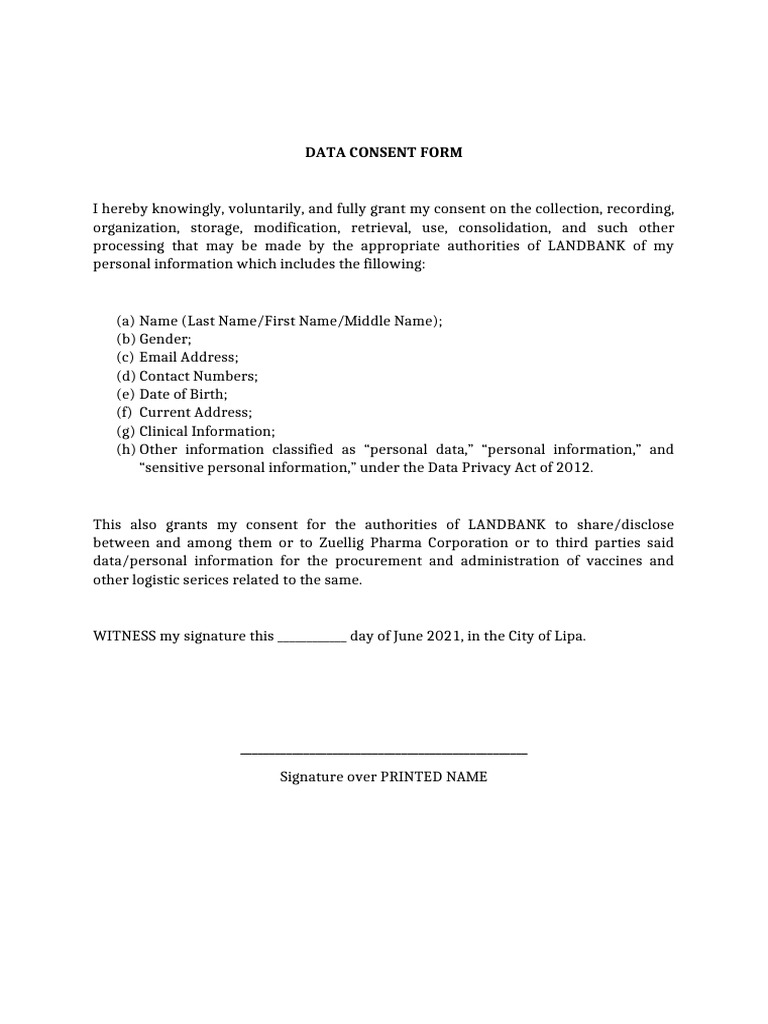 LANDBANK Data Consent Form | PDF