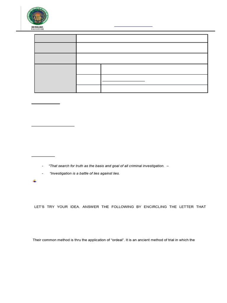 Prelim Module in Lie Detection Technique | PDF | Polygraph | Autonomic ...