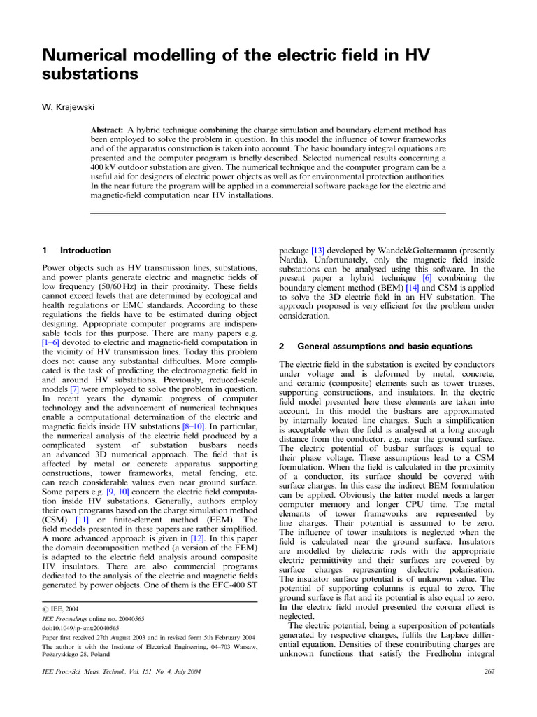 Electric Field Modeling in HV Substations | PDF | Dielectric | Matrix ...
