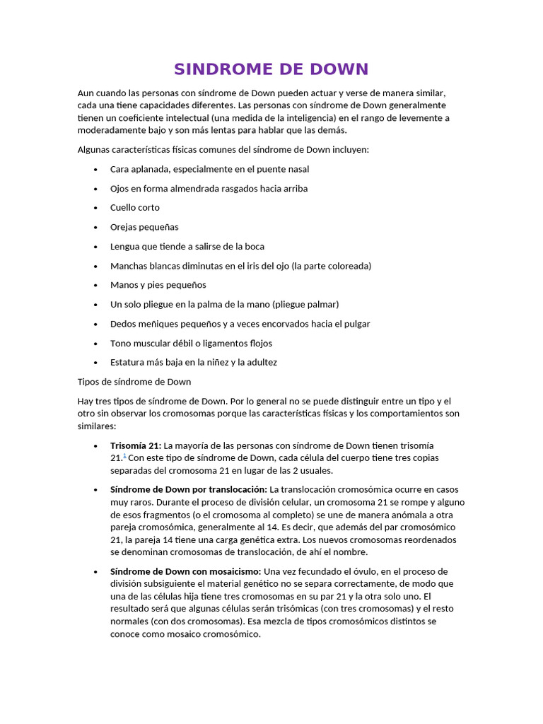 Sindrome de Down | PDF