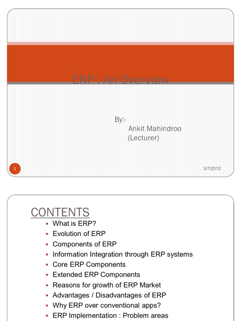 An Overview On ERP - Chapter 1 | PDF | Enterprise Resource Planning ...