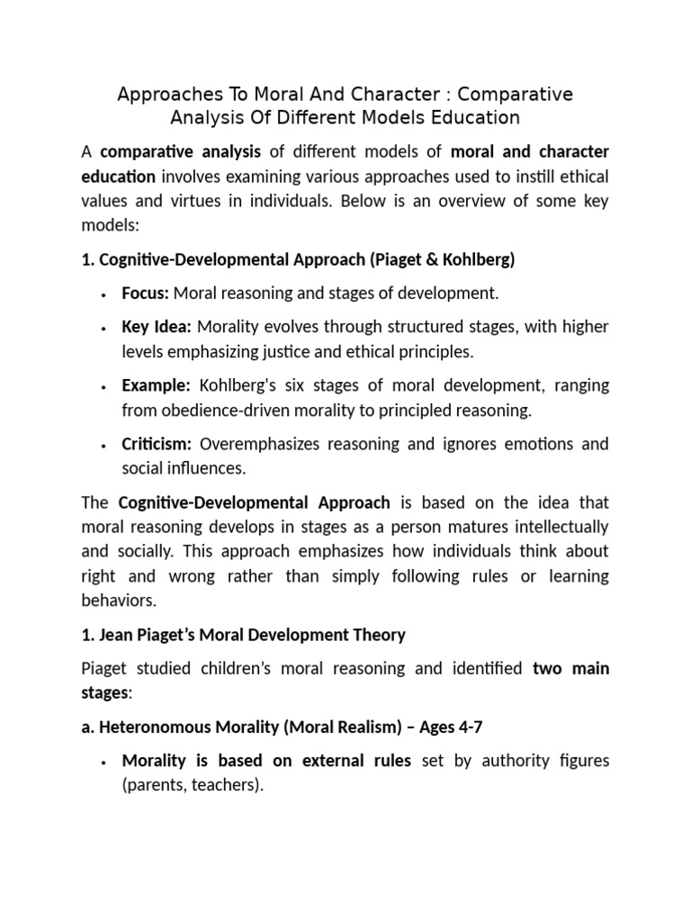 Comparative Models of Moral Education | PDF | Morality | Social Psychology