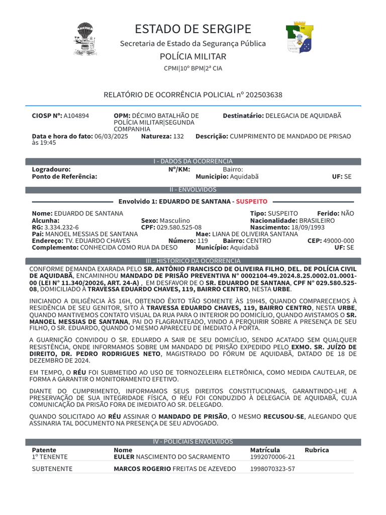 Portal _ Ocorrência _ Relatório de Ocorrência Policial Nº 202503638 ...