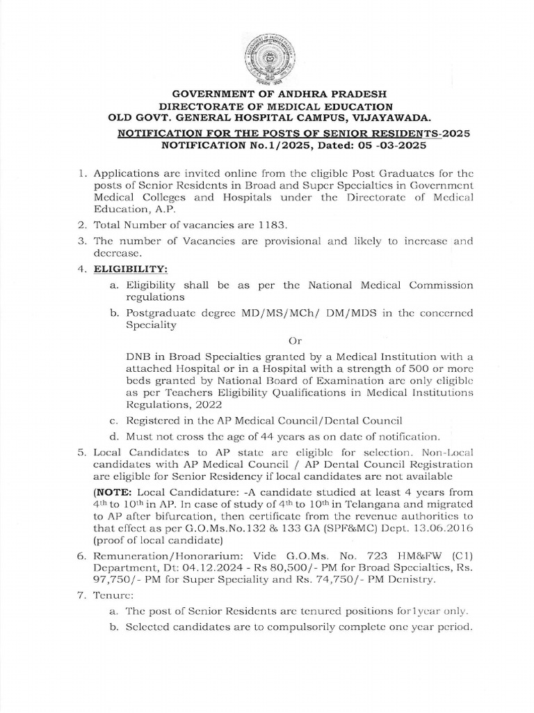 SR Notification 1 25 | PDF | Doctor Of Medicine | Science Education