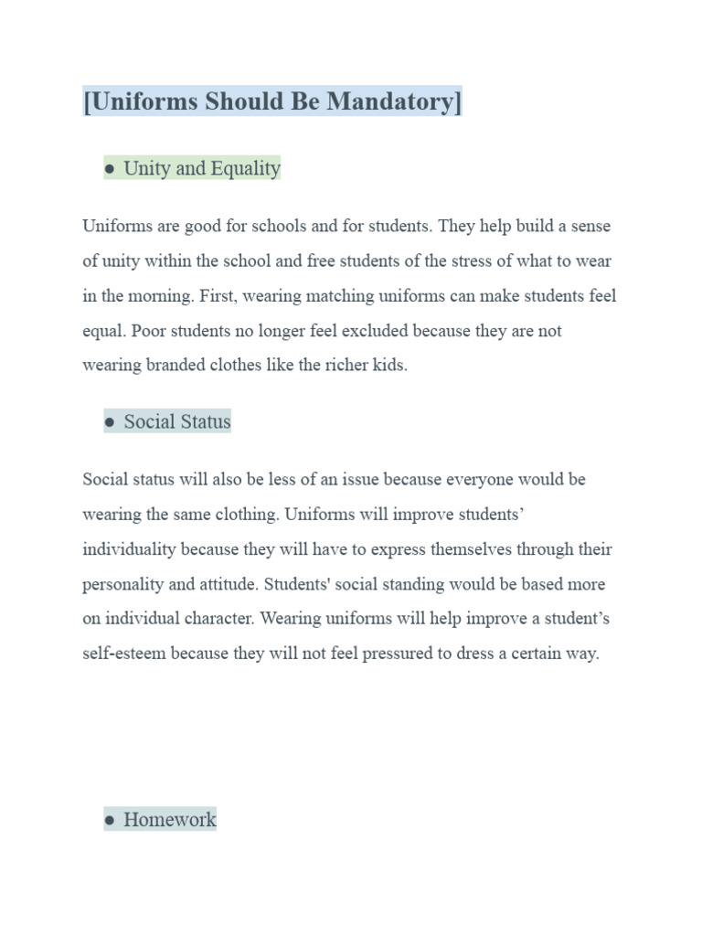 [Uniforms Should Be Mandatory] | PDF