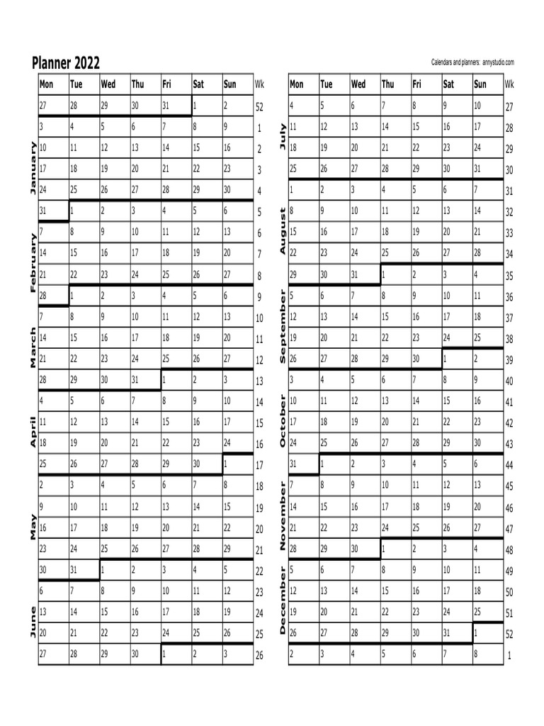 2022 Year Planner Horiz | PDF