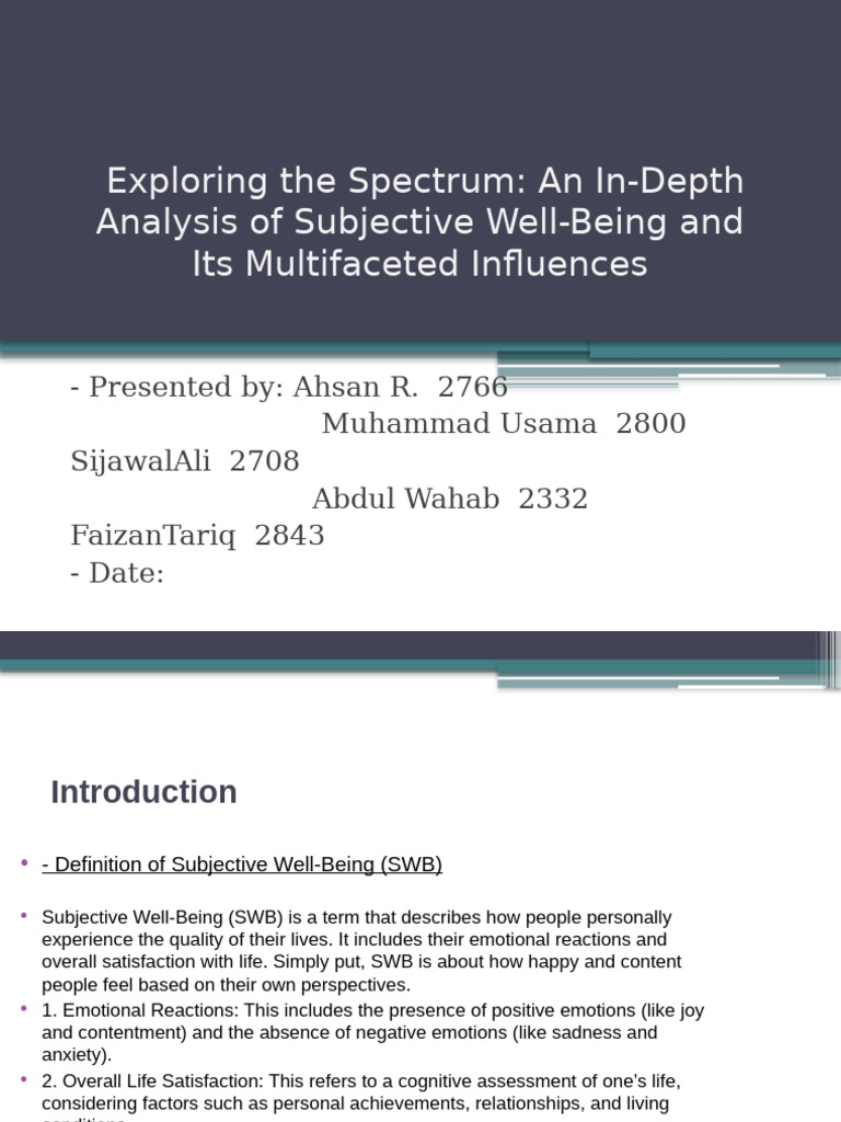 Exploring The Spectrum | PDF | Well Being | Psychology