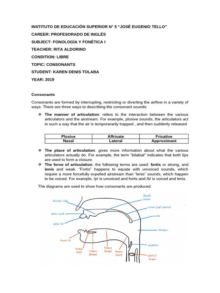 Phonology and Phonetics I. Topic Consonants | PDF | Consonant | Phonetics