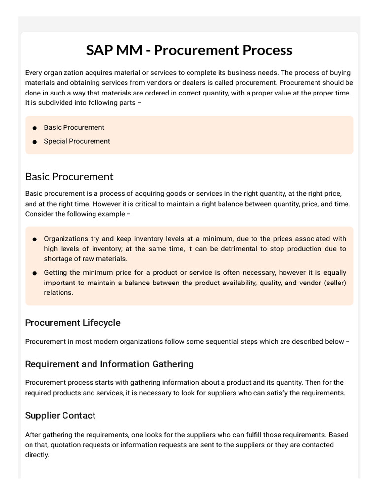 SAP MM - Procurement Process | PDF | Procurement | Goods