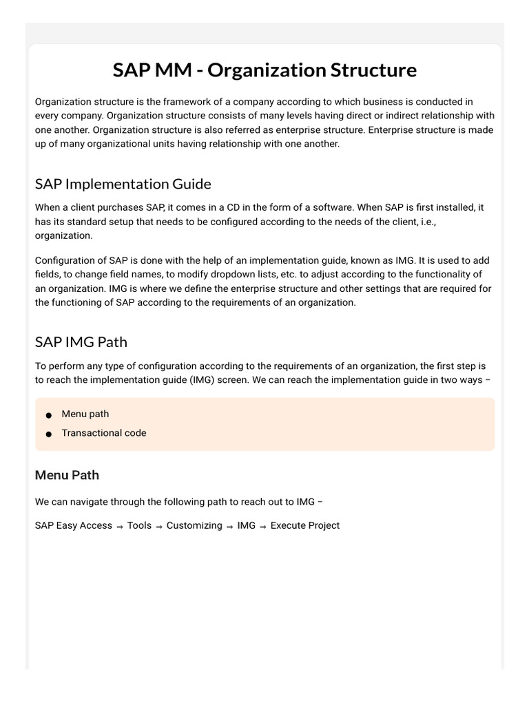 SAP MM - Organization Structure | PDF | Computing | Software Engineering