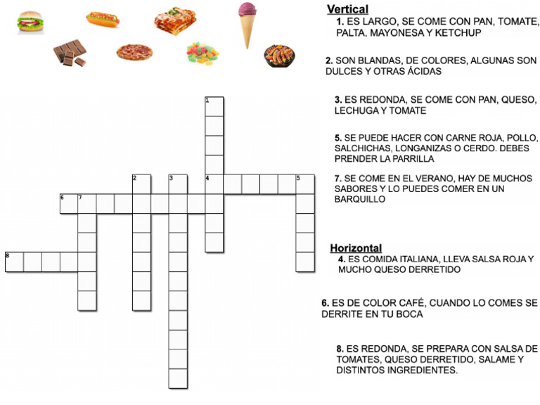 08.11 Crucigrama Comidas | PDF