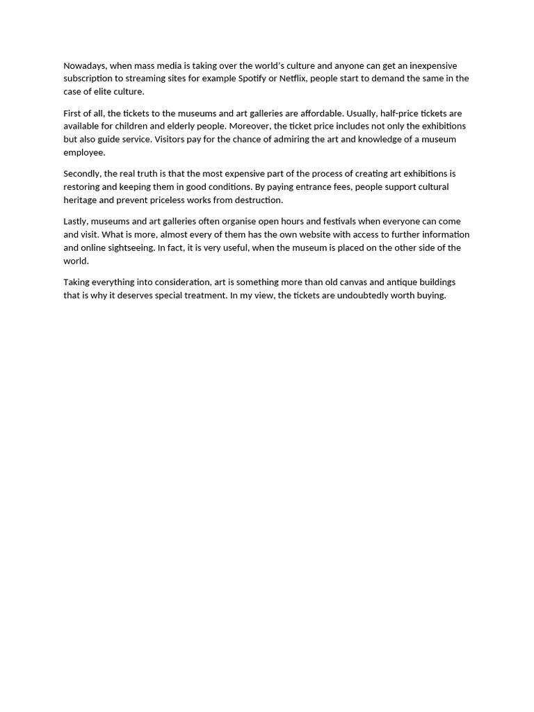 Essay Museums and Art Galleries | PDF
