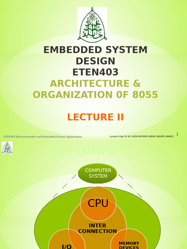 Lect 2 ETEN403 Microcontroller and Embedded System Applications | PDF | Central Processing Unit ...