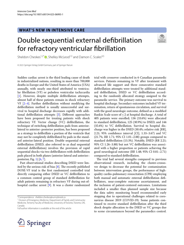 Cheskes Et Al-2023-Intensive Care Medicine | PDF | Cardiac Arrest ...