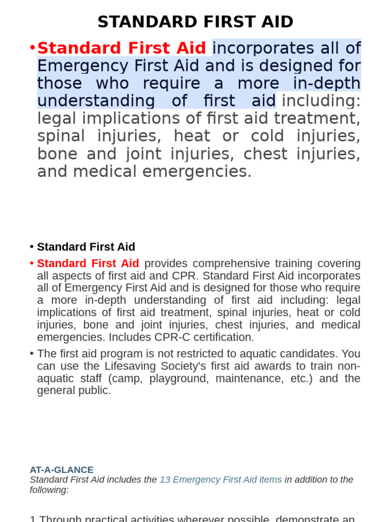 Standard First Aid Nu Dasma | PDF | First Aid | Cardiopulmonary Resuscitation