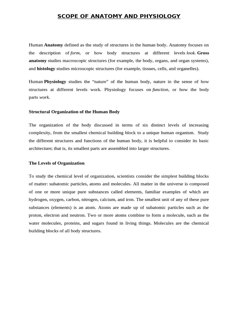 Scope of Anatomy and Physiology | PDF | Anatomical Terms Of Location ...