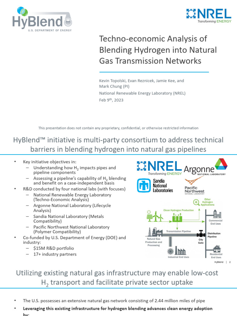 HyBlend Techno-Economic Analysis of Blending Hydrogen | PDF | Pipe (Fluid Conveyance) | Natural Gas