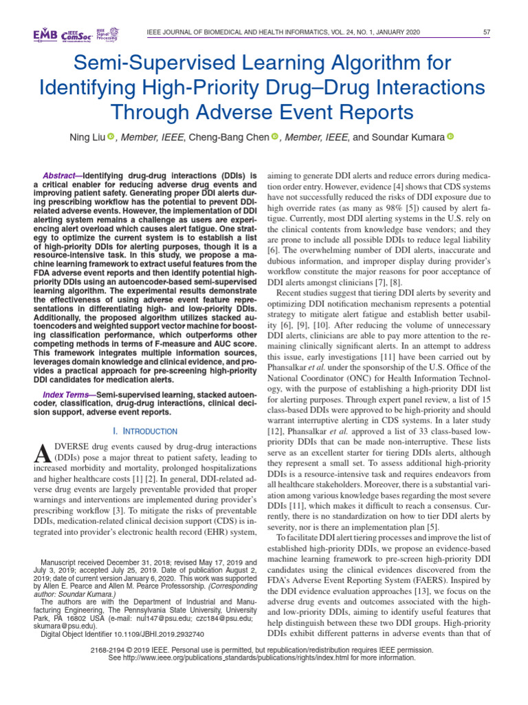 Semi-Supervised Learning Algorithm For Identifying High-Priority Drug-Drug Interactions Through ...