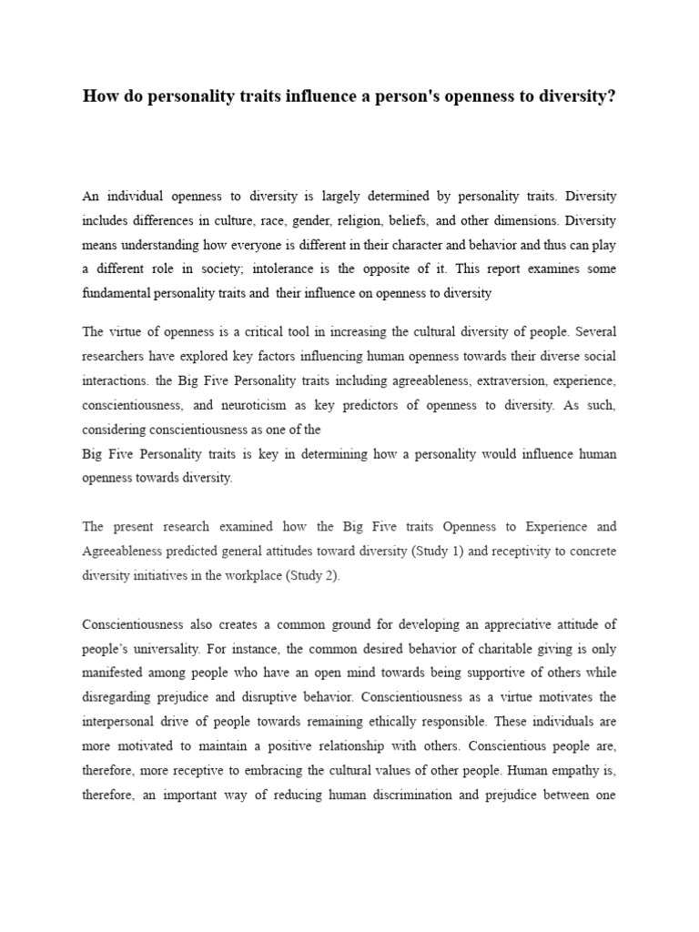 How Do Personality Traits Influence A Person's Openness To Diversity ...