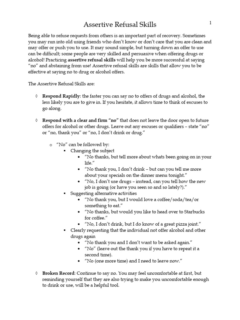 Assertive Refusal Skills | PDF | Nonverbal Communication | Psychology