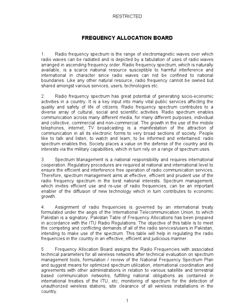 Frequency Allocation Board | PDF | Radio Spectrum | Radio