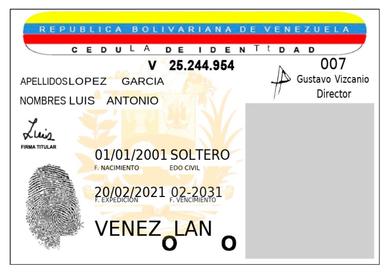 Formato Cedula Venezolana 2021 | PDF