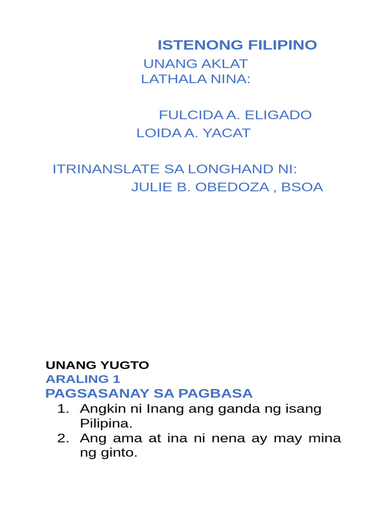 Filipino Steno Answer Key | PDF