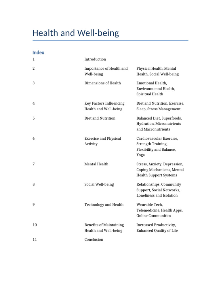 Health and Wellbeing 20 Pages | PDF | Mental Health | Well Being