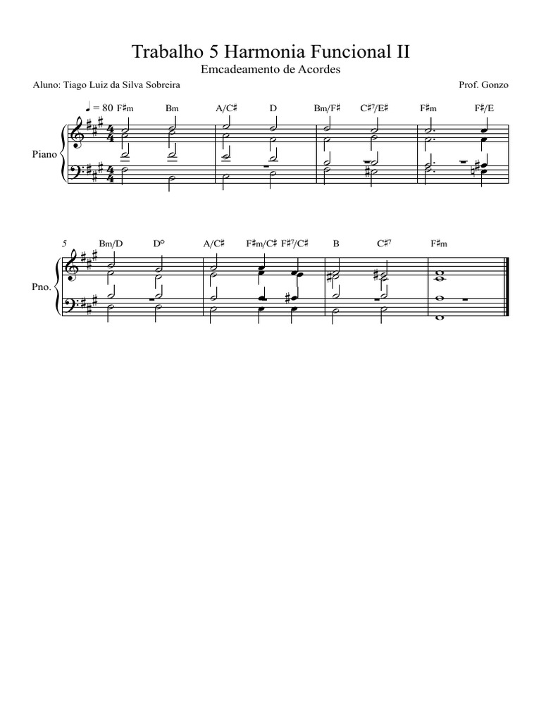 Trabalho 5 Harmonia Funcional II | PDF
