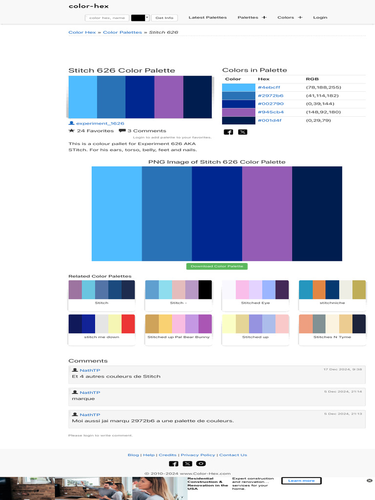 Stitch 626 Color Palette | PDF | Vision | Digital Signal Processing