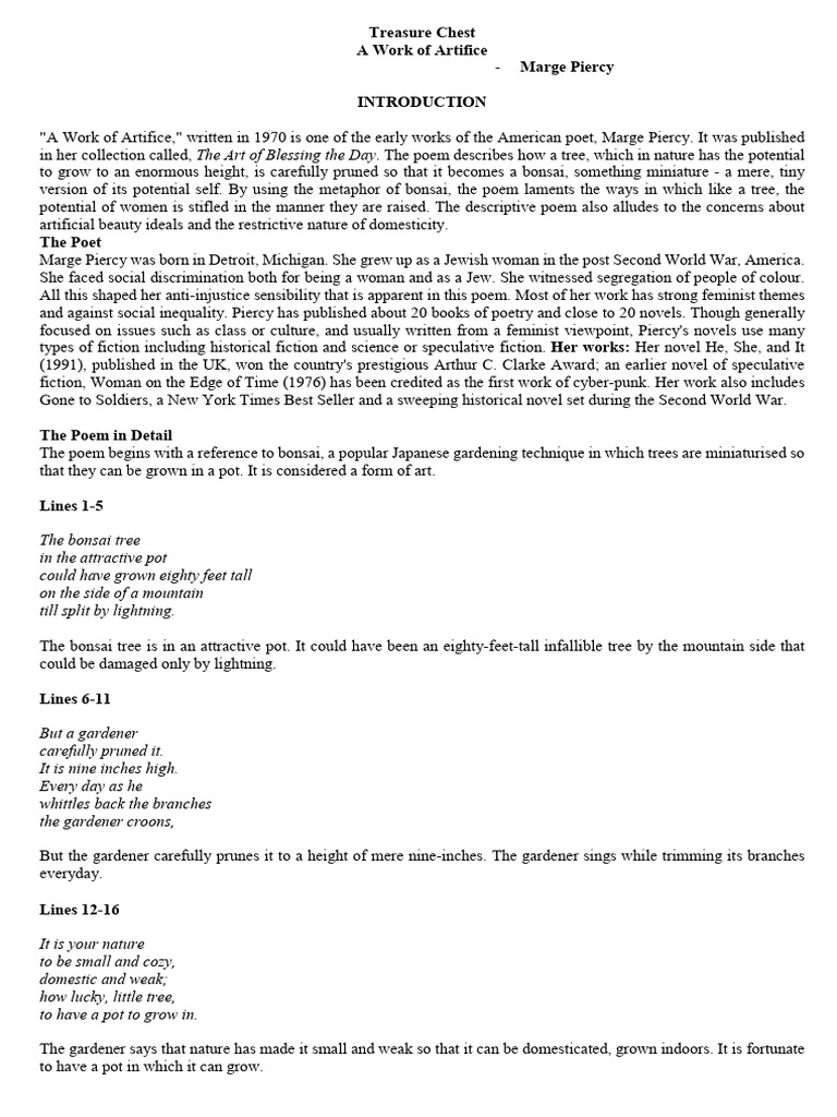 Notes - A Work of Artifice | PDF | Bonsai