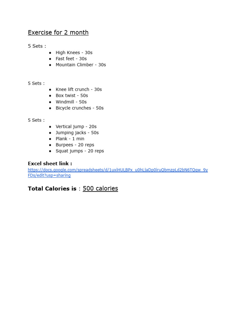 Exercise For 2 Month | PDF