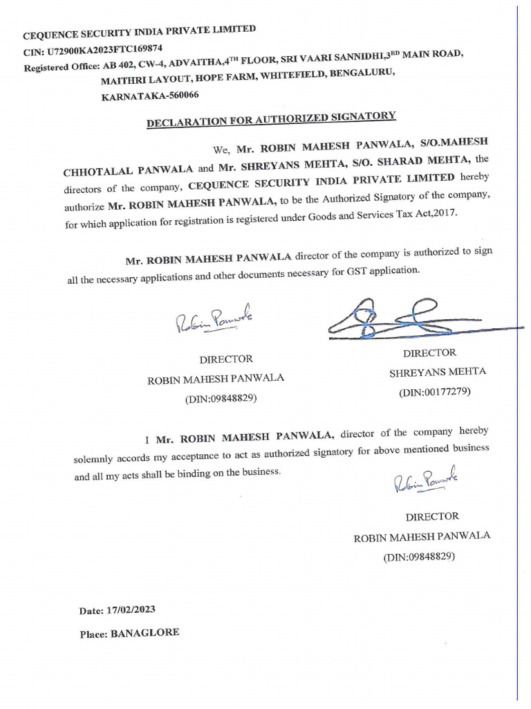 Authorized Signatory Final | PDF