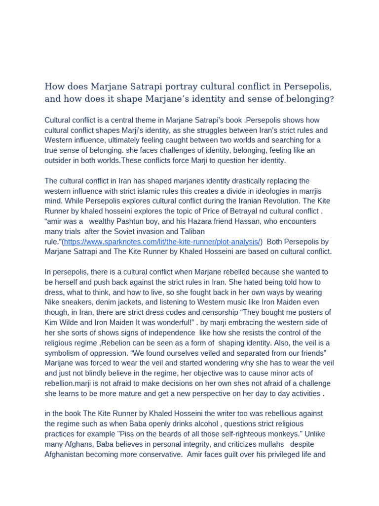 How Does Marjane Satrapi Portray Cultural Conflict in Persepolis, and ...