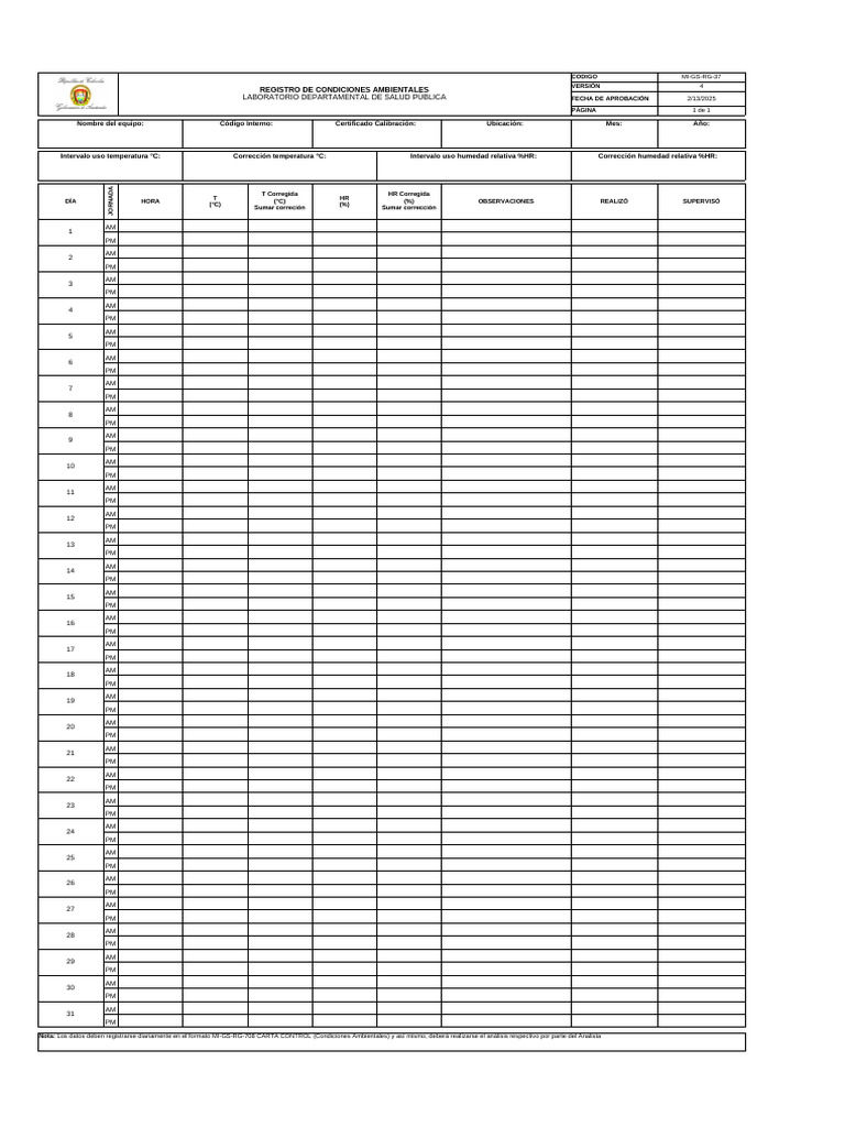 5 Registro de Condiciones Ambientales vs 5 | PDF